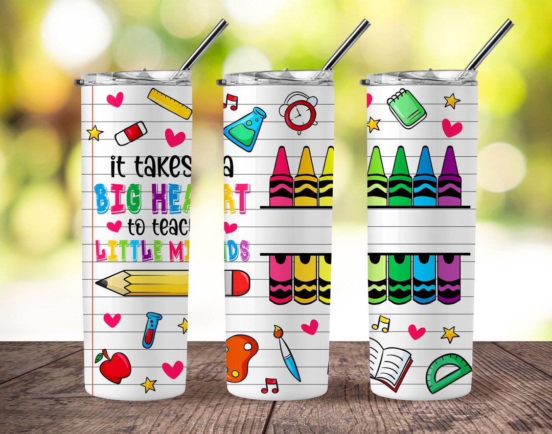 Big Heart to Teach Little Minds 20 Oz Skinny Tumbler Sublimation ...