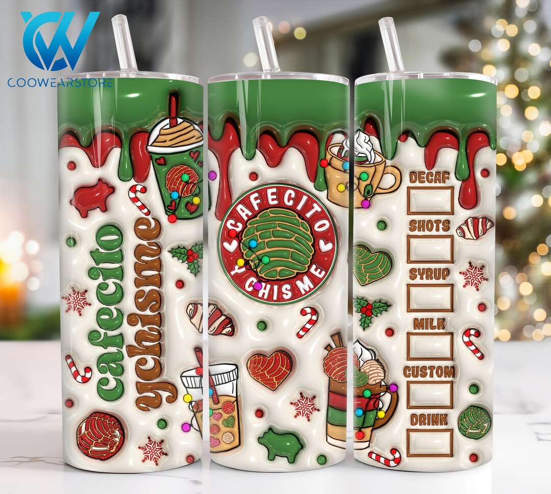 3D Inflated Christmas 20 Oz Skinny Tumbler Sublimation, Merry Christmas ...