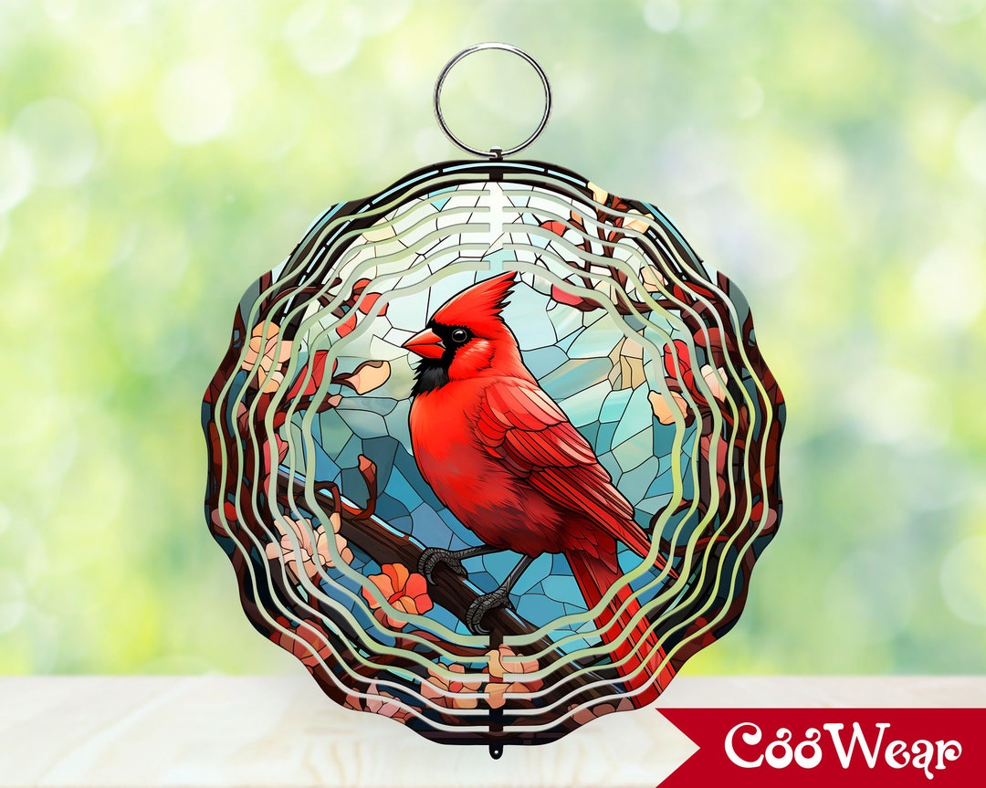 Stained Glass Cardinal Wind Spinner Png, Cardinal Flowers Wind Spinner ...
