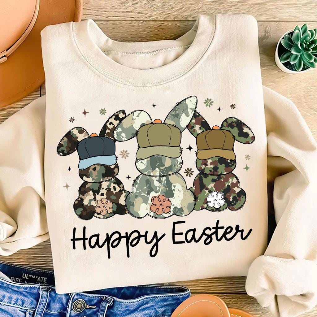 Happy Easter Png, Retro Easter Png, Camo Easter Bunny Png, Easter ...