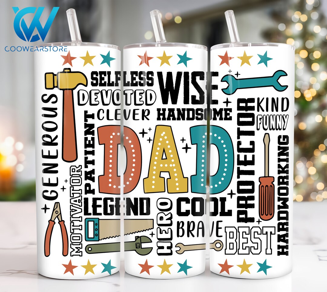 Best Dad 20 Oz Skinny Tumbler Png, Father 20oz Tumbler Png, Straight ...