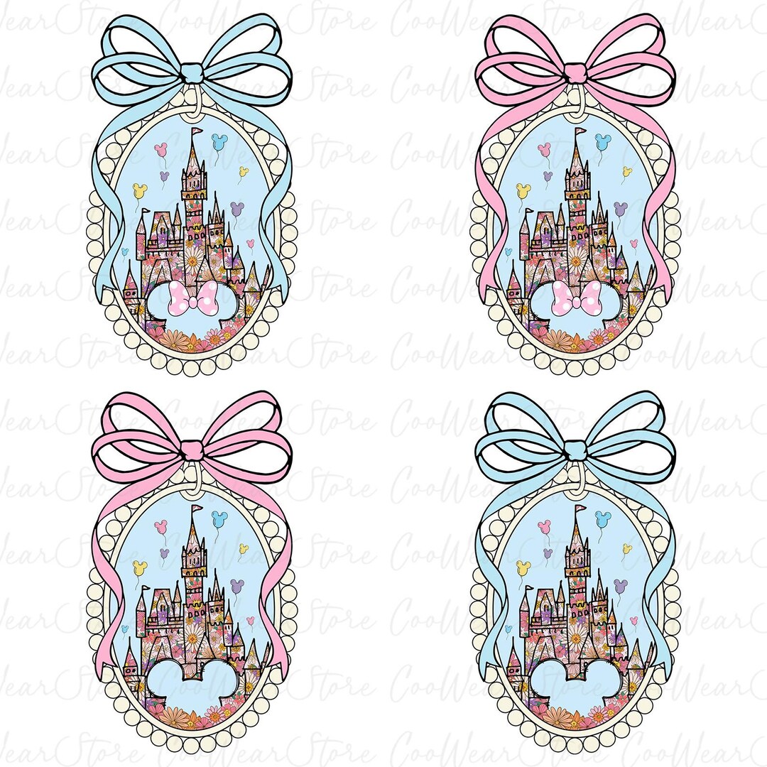 Bundle Floral Castle Coquette Bow Png, Family Vacation Png, Magical ...