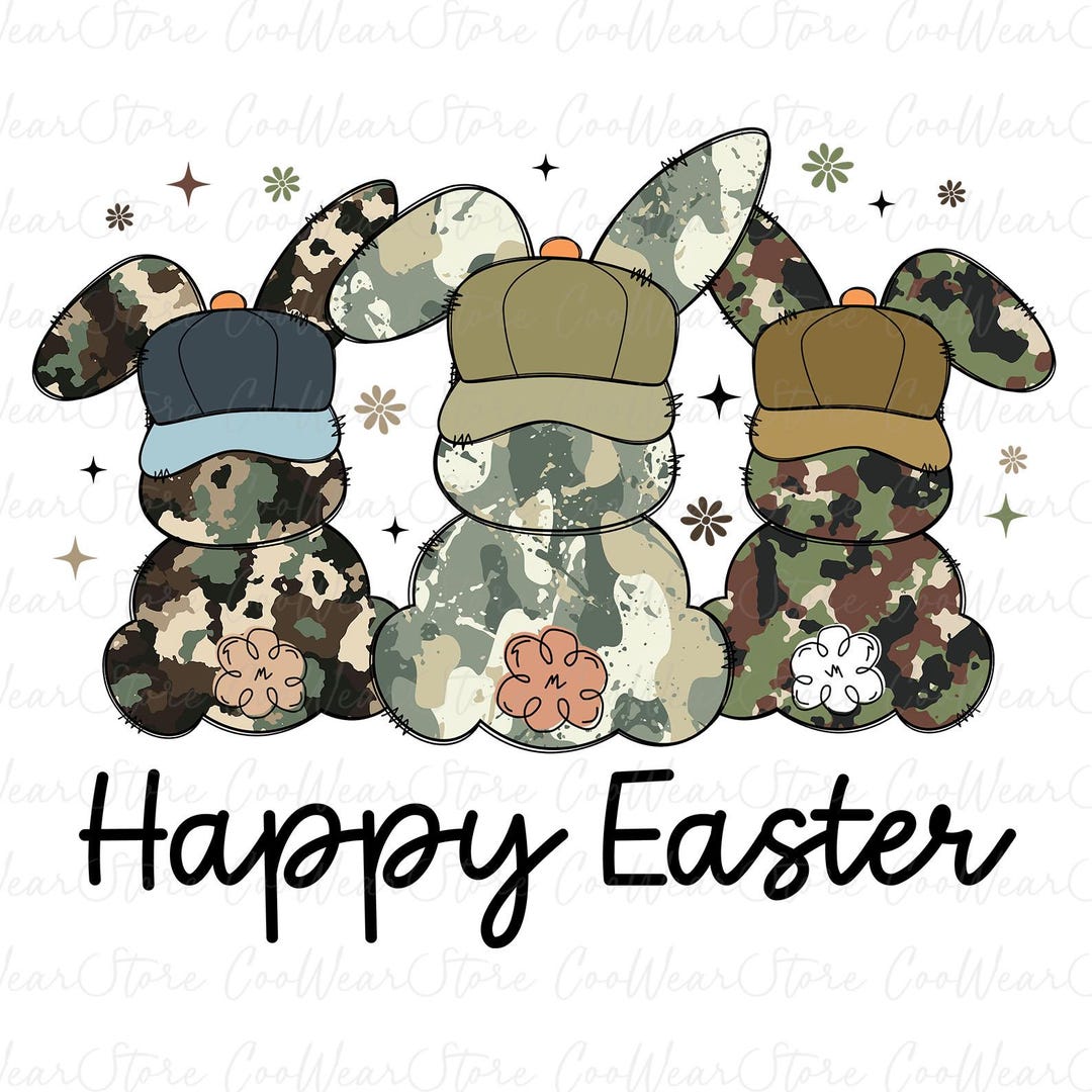 Happy Easter Png, Retro Easter Png, Camo Easter Bunny Png, Easter ...