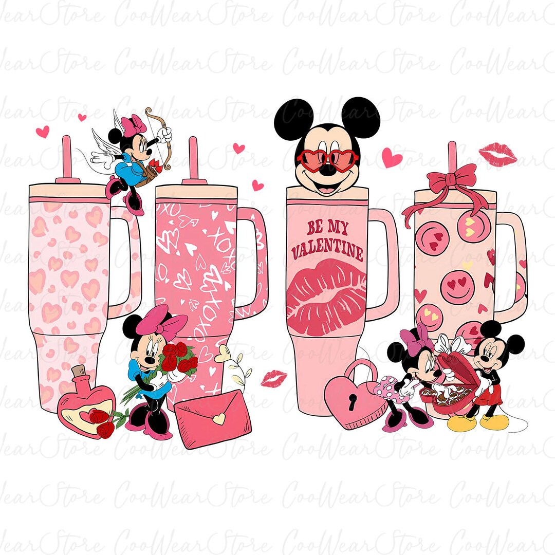 Cartoon Mouse Obsessive Cup Disorder Valentine's Day Png Png, Valentine ...