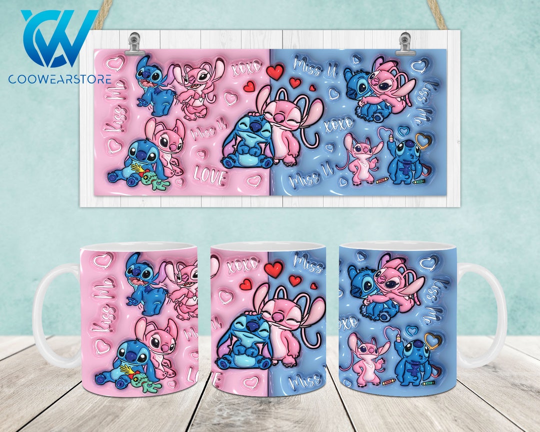 Cartoon Characters 3D Inflated Mug Wrap, 11oz & 15oz Mug Template ...