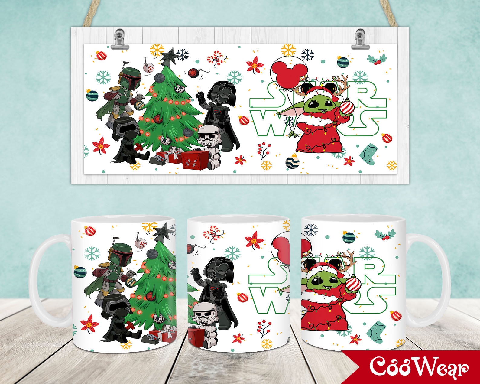 Christmas Mug Wrap, 11oz & 15oz Mug Template, Merry Christmas 11oz Mug ...