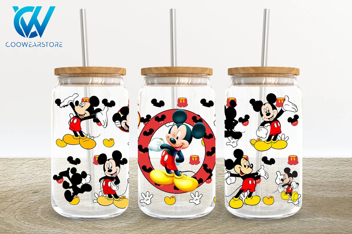 Cartoon Character 16oz Glass Can Wrap, Cartoon 16 Oz Glass Can Png ...