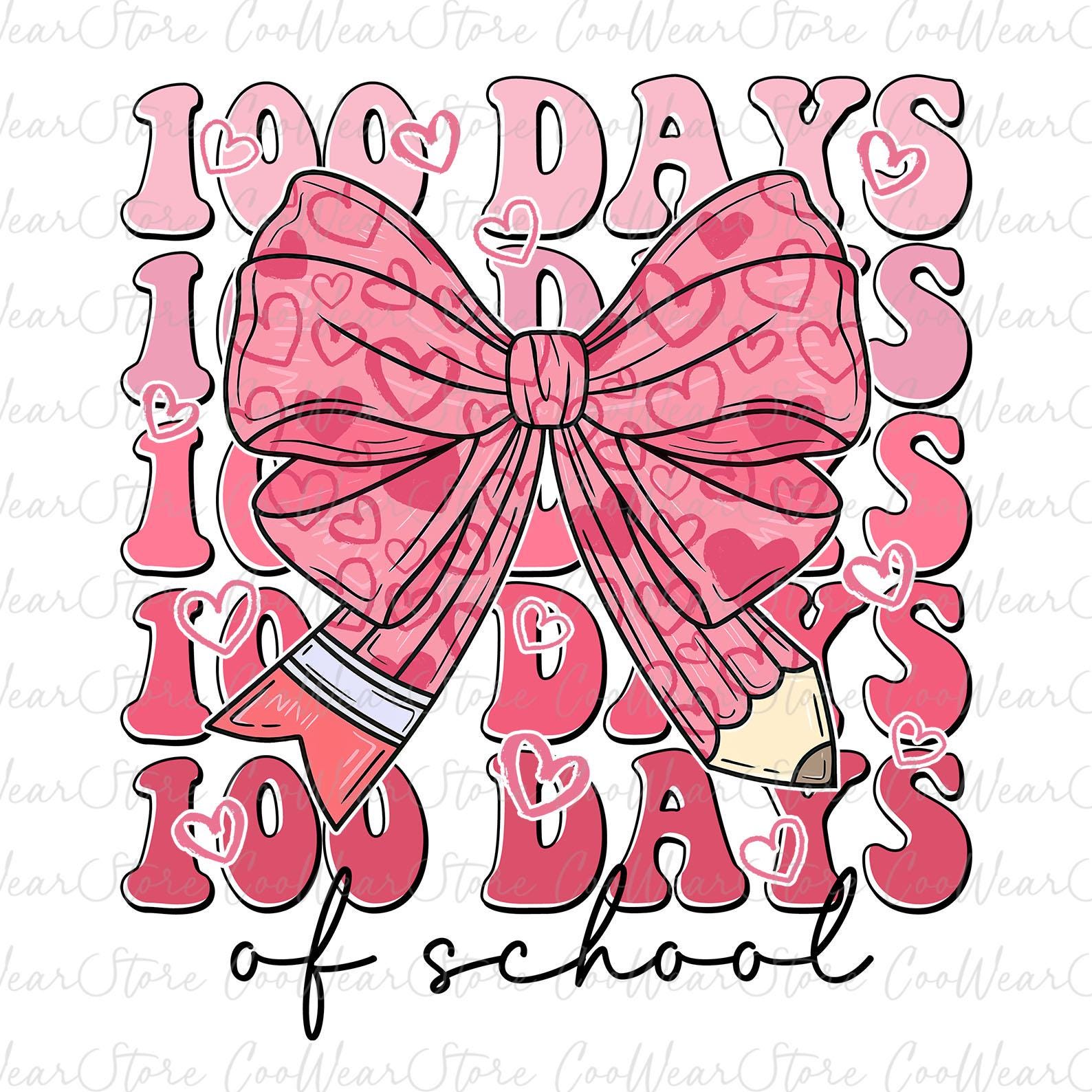 100 Days of School Coquette Png, Boho Teacher 100 Days Png, Coquette ...
