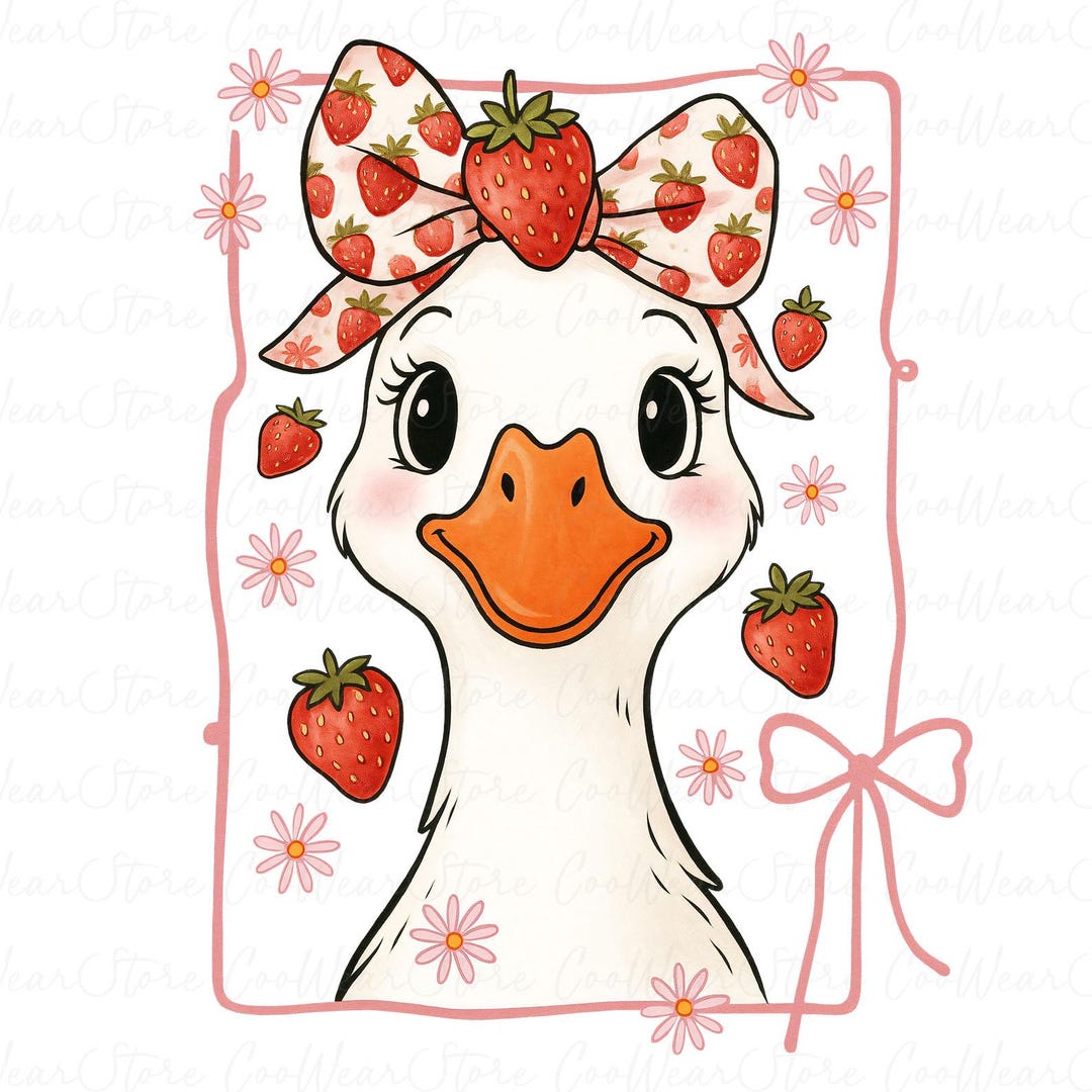Cute Strawberry Goose Png, Coquette Goose Strawberry Png, Mama Goose ...