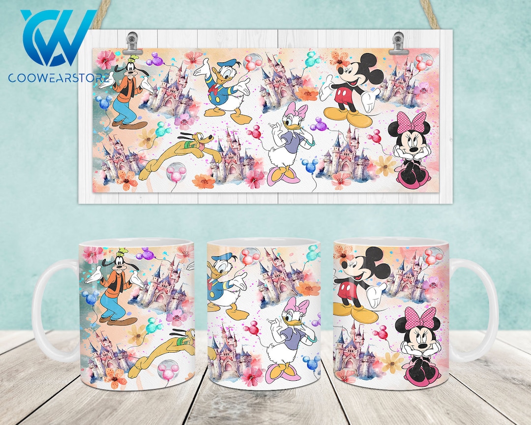 Cartoon Characters Mug Wrap, 11oz & 15oz Mug Template, Cartoon 11oz Mug ...