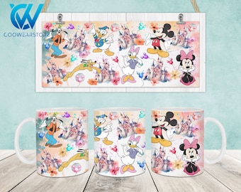 Cartoon Characters Mug Wrap, 11oz & 15oz Mug Template, Cartoon 11oz Mug ...