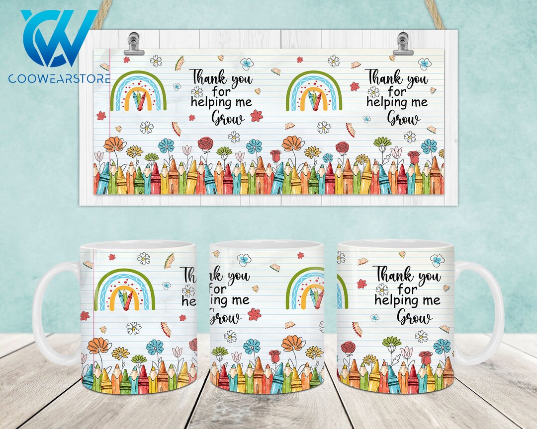 Teacher Crayons Mug Wrap, Teacher 11oz & 15oz Mug Template, Teacher ...