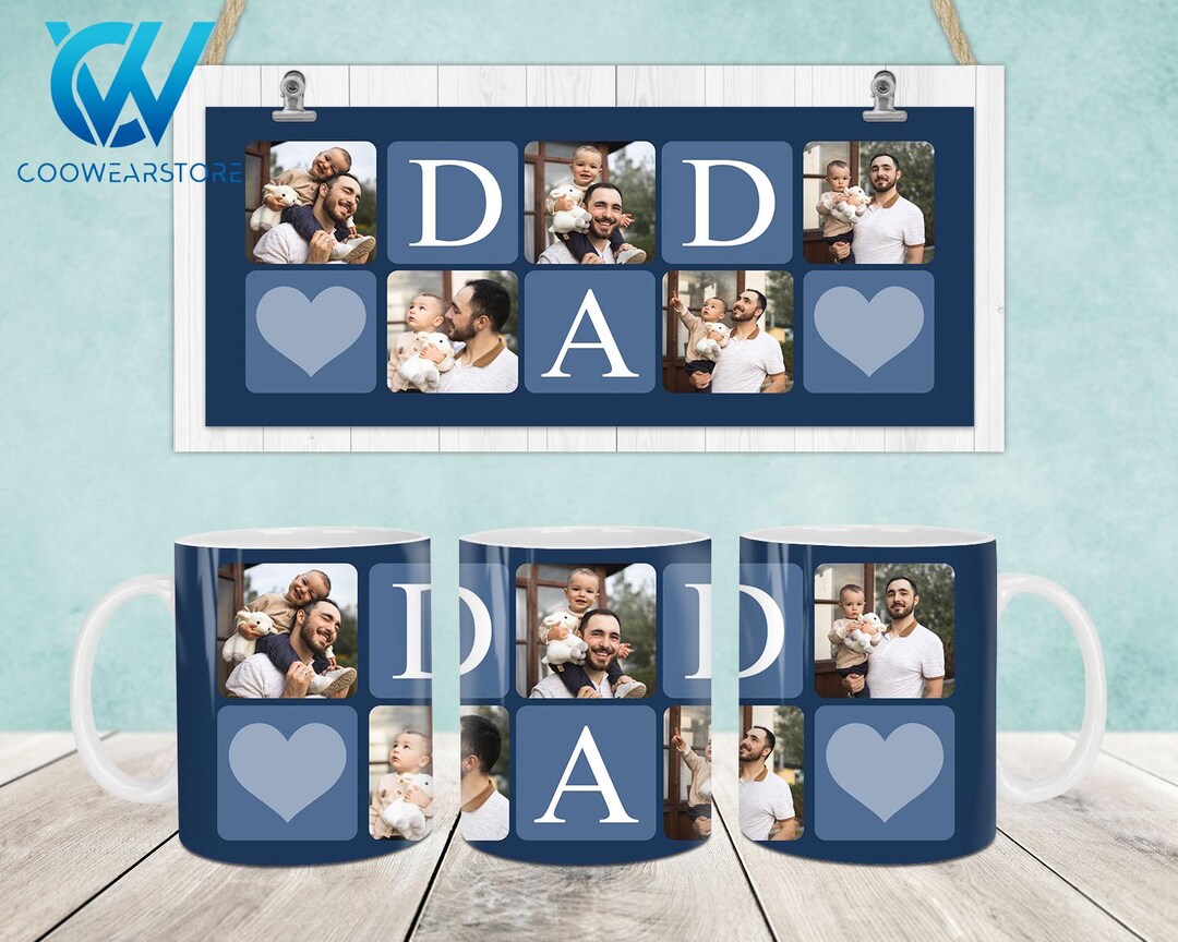 Personalized Dad With Pictures Mug Wrap Custom Photo Dad 11oz Mug Png