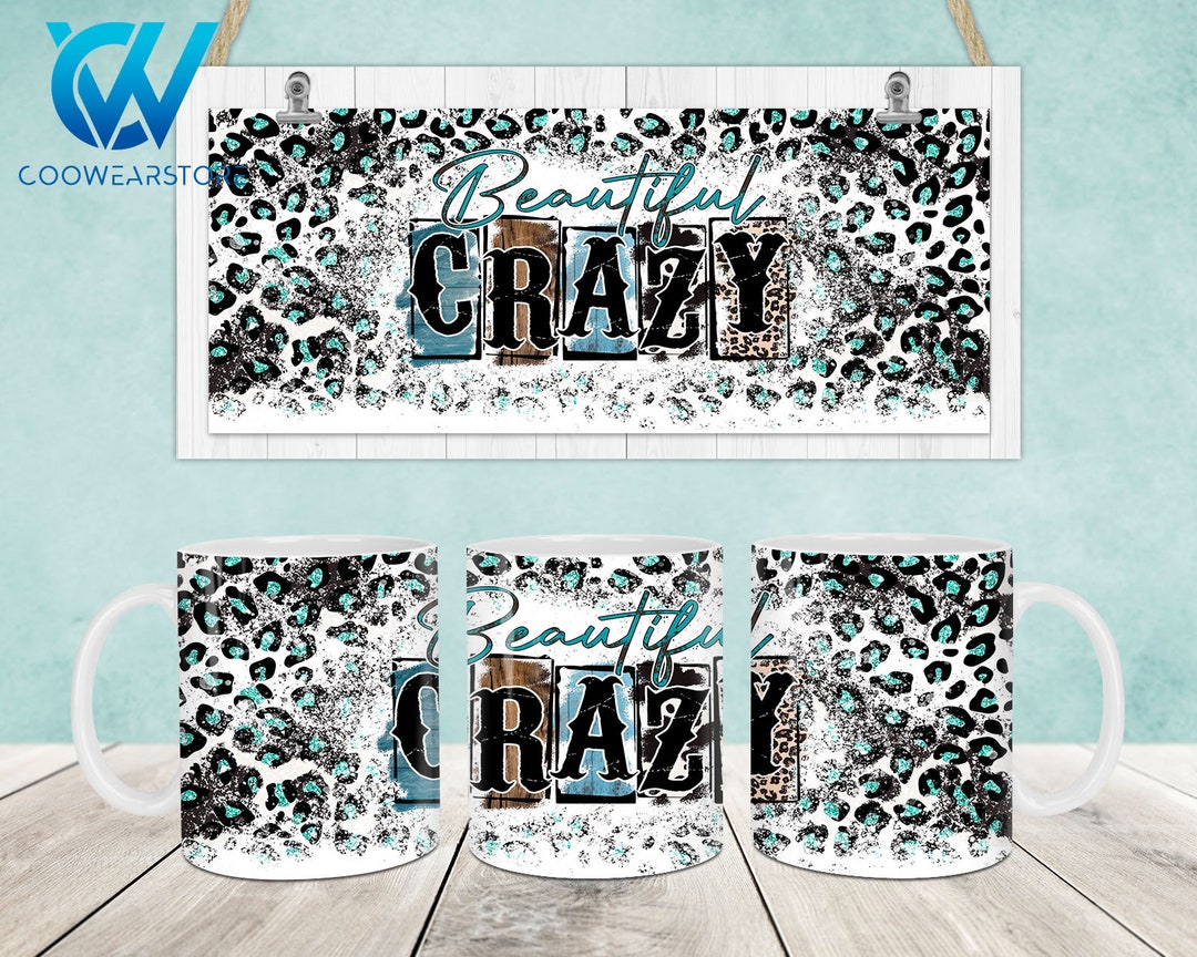 Beautiful Crazy Mug Wrap, 11oz & 15oz Mug Template, Leopard 11oz Mug ...