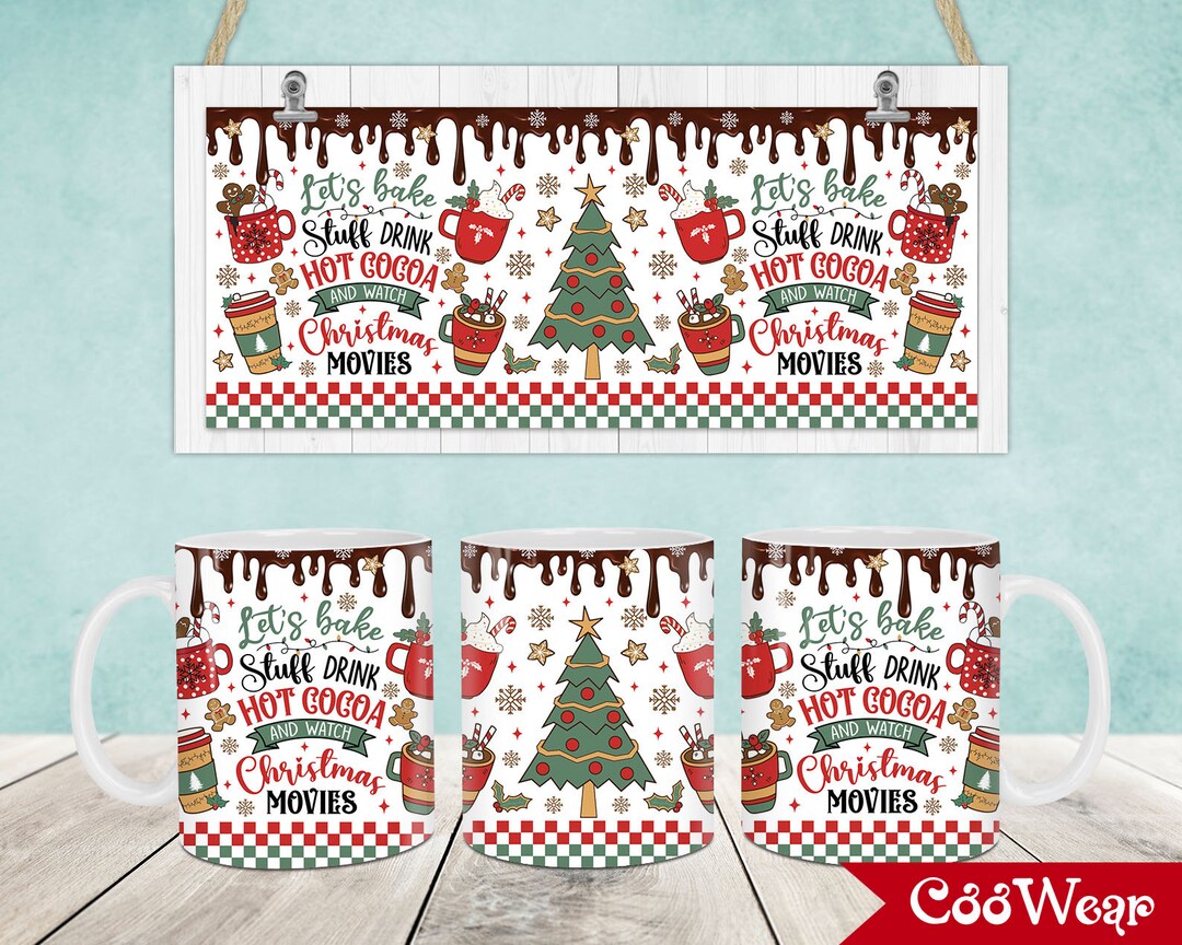 Christmas Hot Cocoa Mug Wrap, 11oz & 15oz Mug Template, Christmas 11oz ...