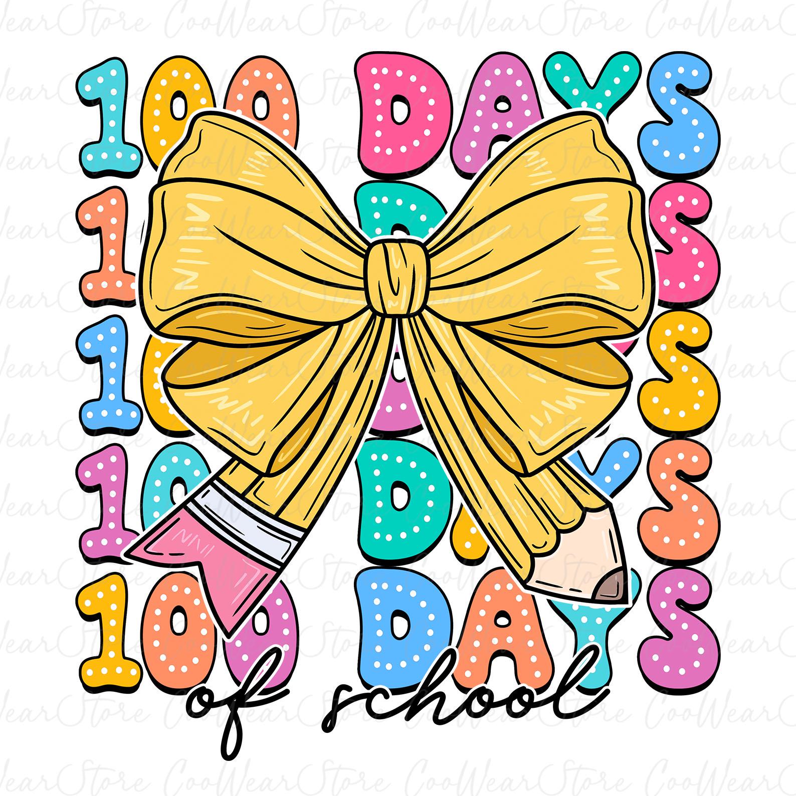 100 Days of School Coquette Png, Boho Teacher 100 Days Png, Coquette ...