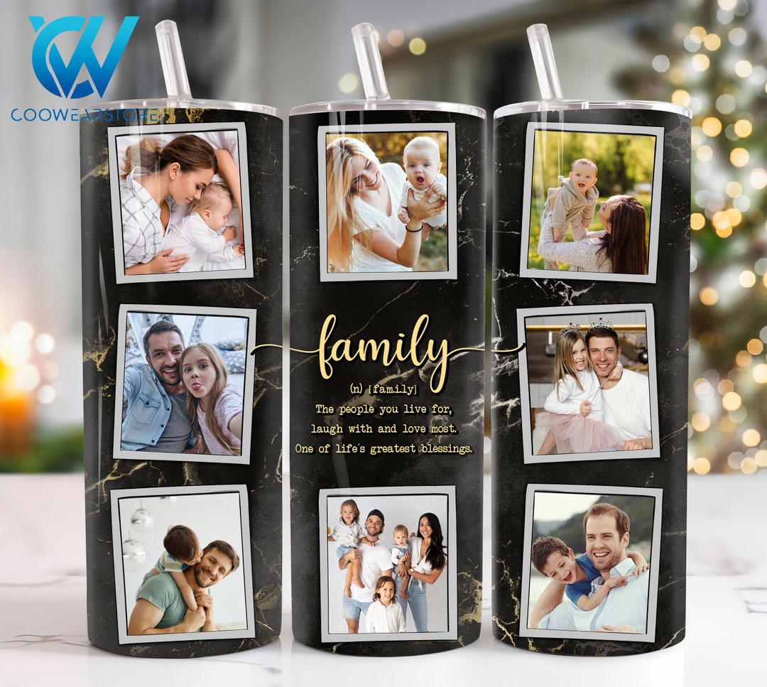 Custom Family Heart Photo Collage 20 Oz Skinny Tumbler Sublimation ...