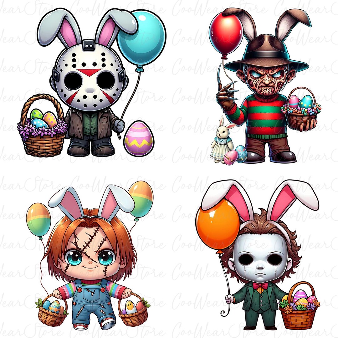 Easter Bunny Horror Killers Png, Happy Easter Png, Retro Easter Png ...