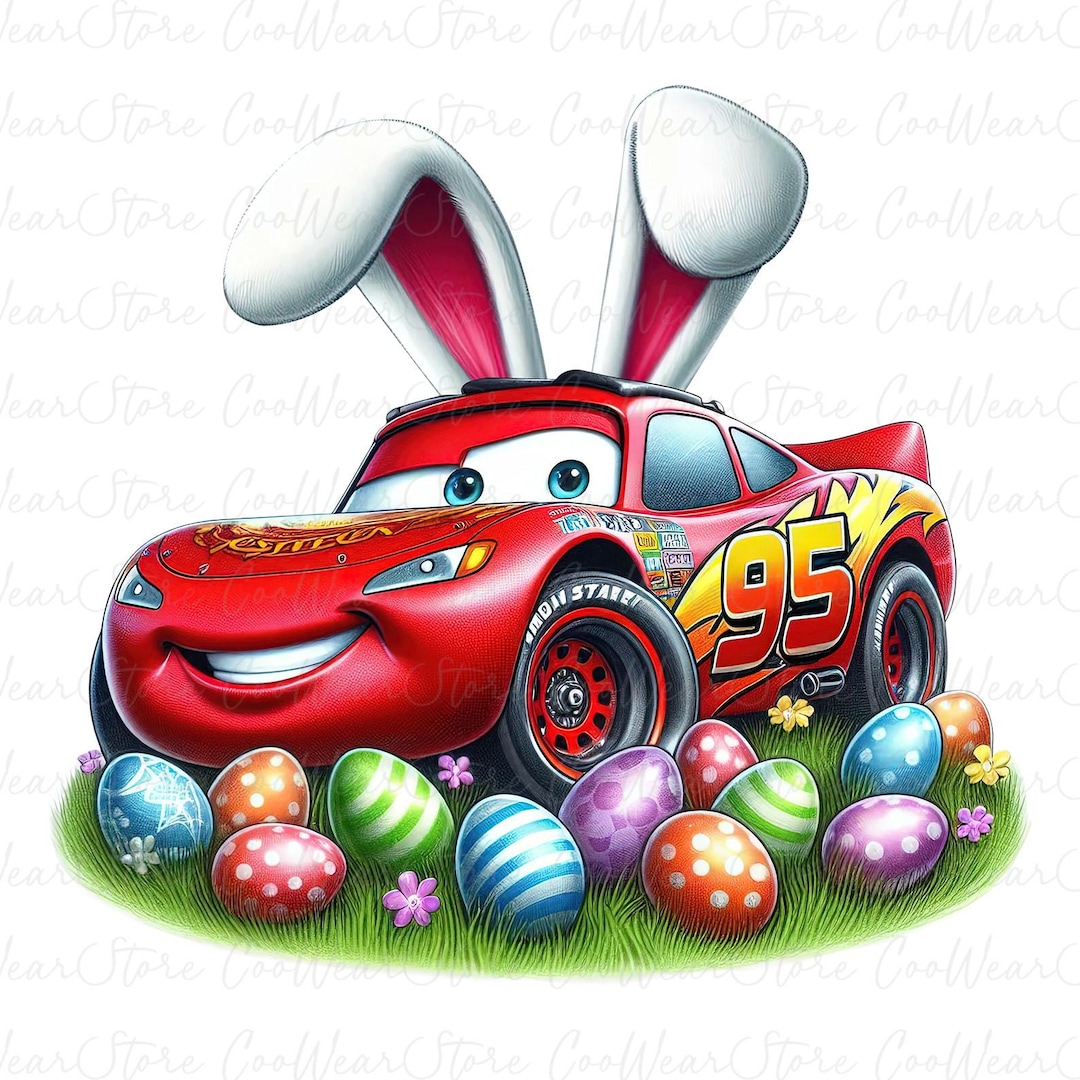 Easter Bunny Cartoon Cars Png, Happy Easter Png, Retro Easter Png ...