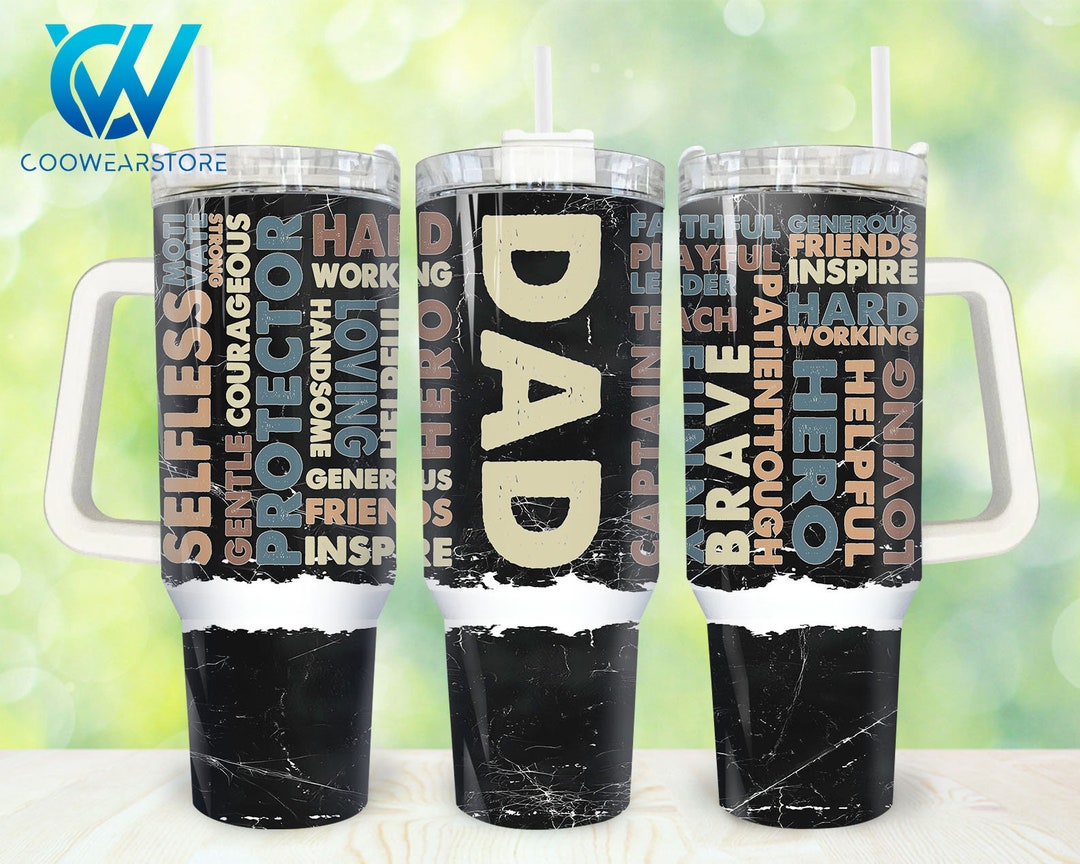 Retro Dad 40oz Tumbler Wrap Png, Father Affirmations 2 Pieces 40 Oz ...