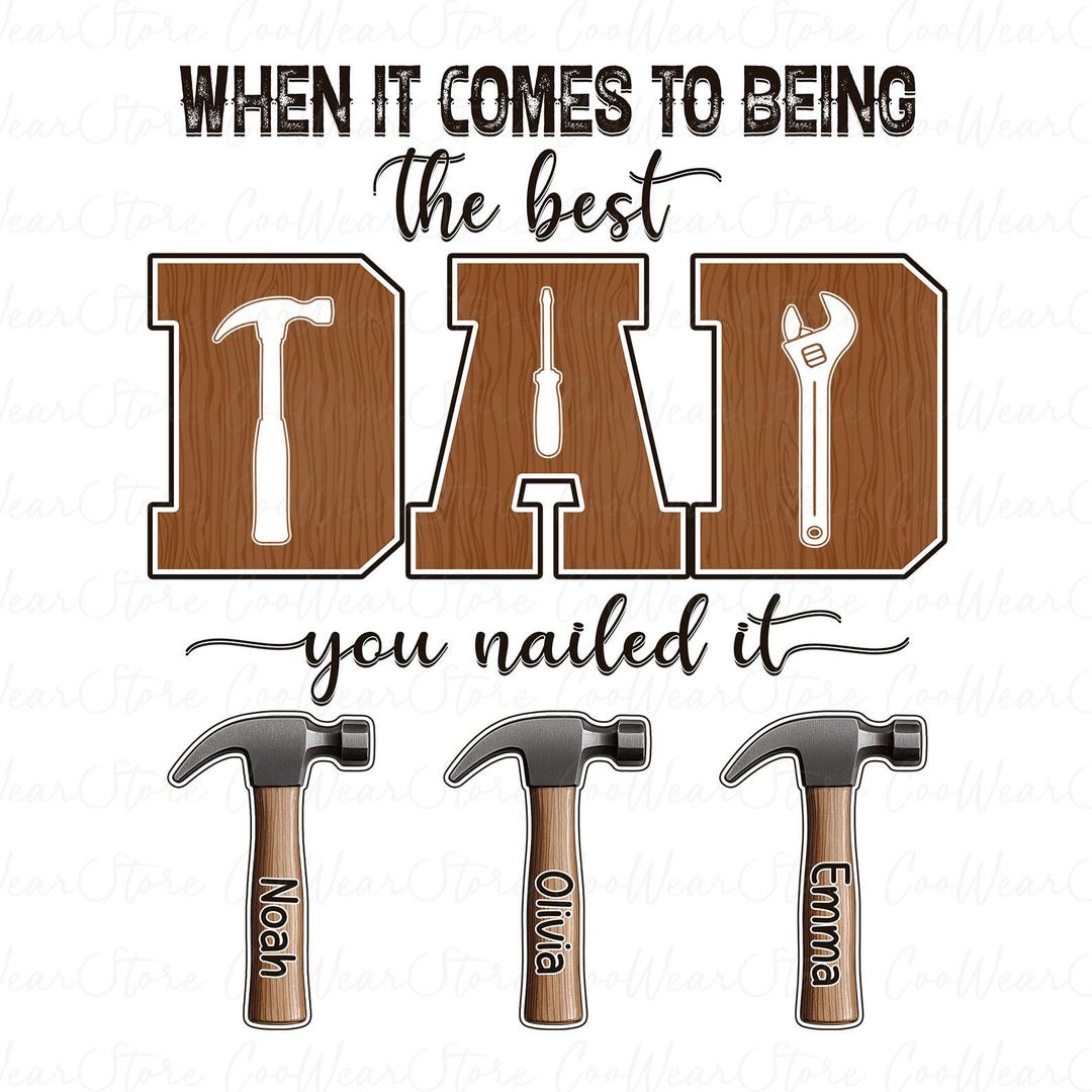 Personalized Dad With Kids Names Png, Best Dad Ever, Dad Tools Png ...