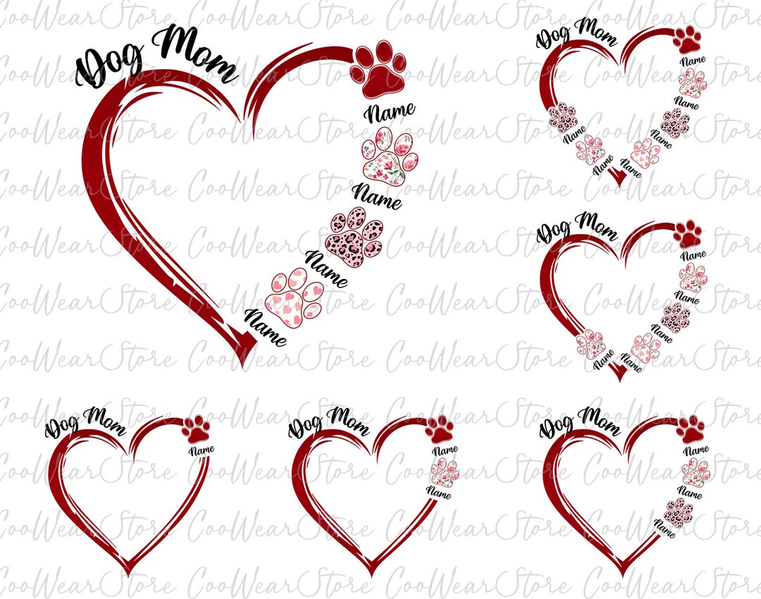 Custom Dog Mom Heart Png, Happy Mother's Day Png, Custom Dog Name Shirt ...