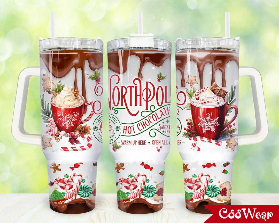 Hot Chocolate 40oz Tumbler Wrap Png, Christmas 2 Pieces 40 Oz Tumbler ...