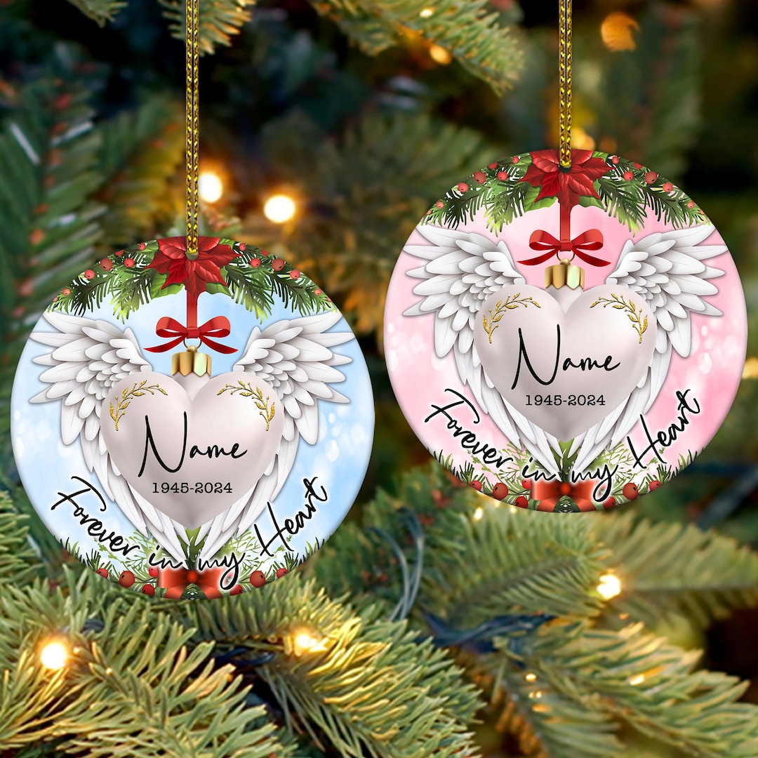 Custom Memory Christmas Ornament Png, Memorial Christmas Round Ornament ...