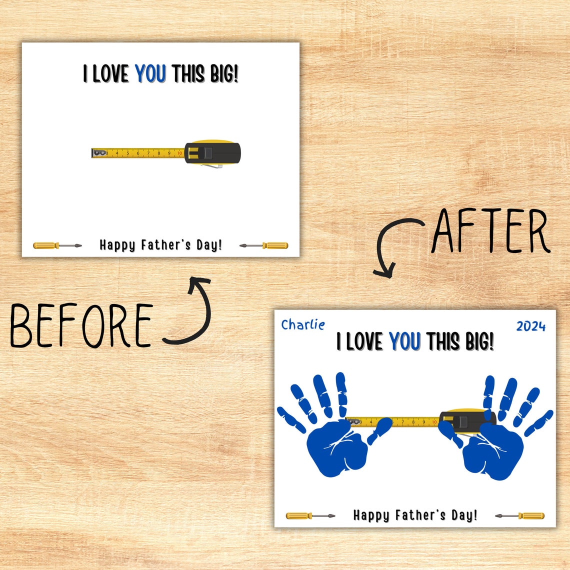 Tape Measure Fathers Day Card | Father's Day Handprint Art | Daycare ...