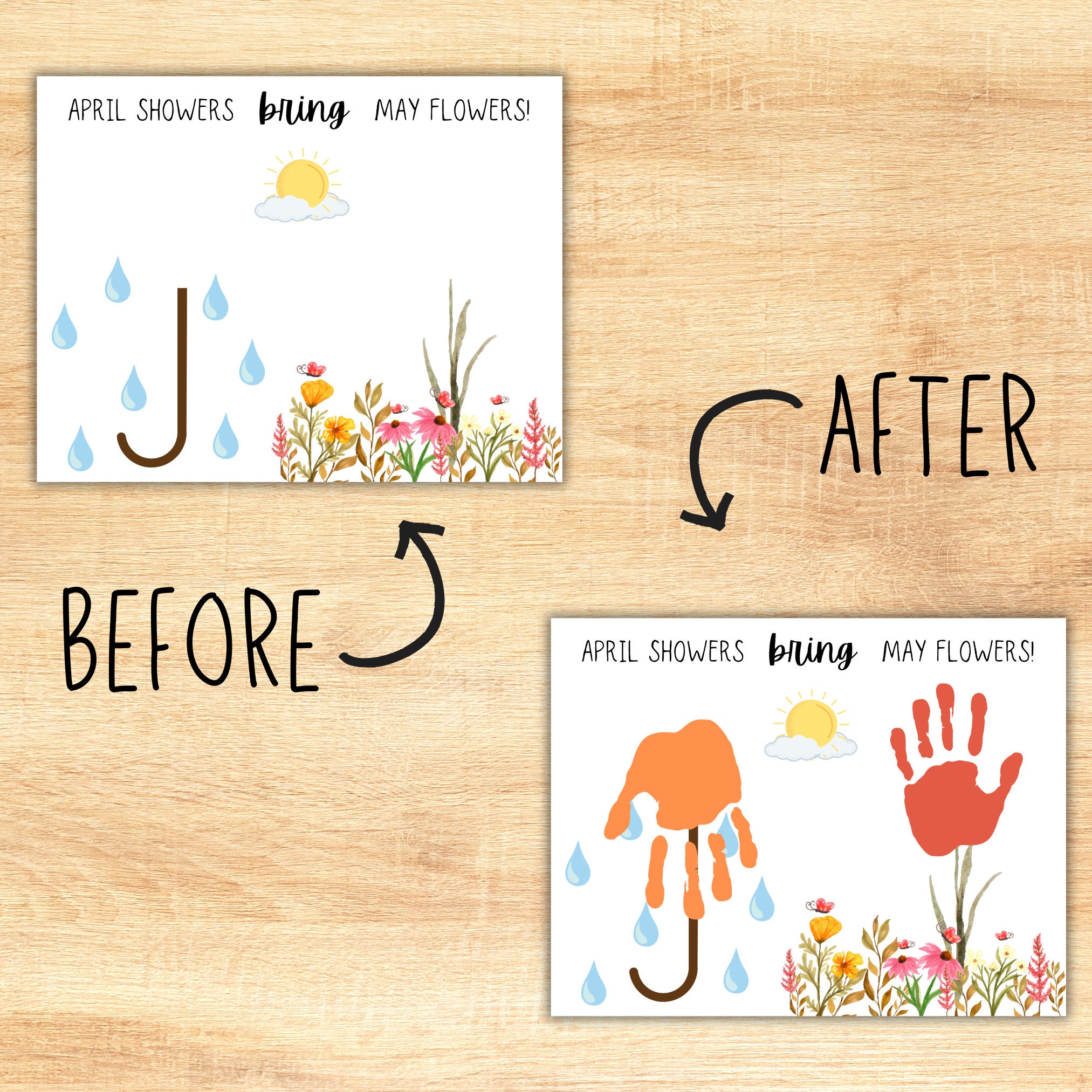 April Showers Bring May Flowers Craft | Handprint Art | Baby Handprint ...