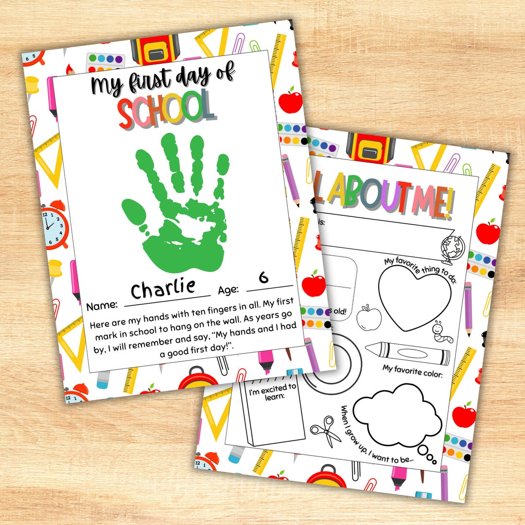 1st Day of School Sign Handprint Art | First Day of School Sign ...