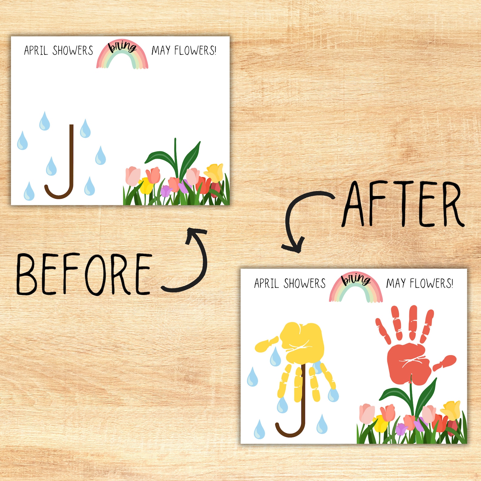 Hello Spring Craft | April Showers Bring May Flowers Handprint Art ...