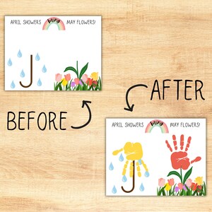 Hello Spring Craft | April Showers Bring May Flowers Handprint Art ...