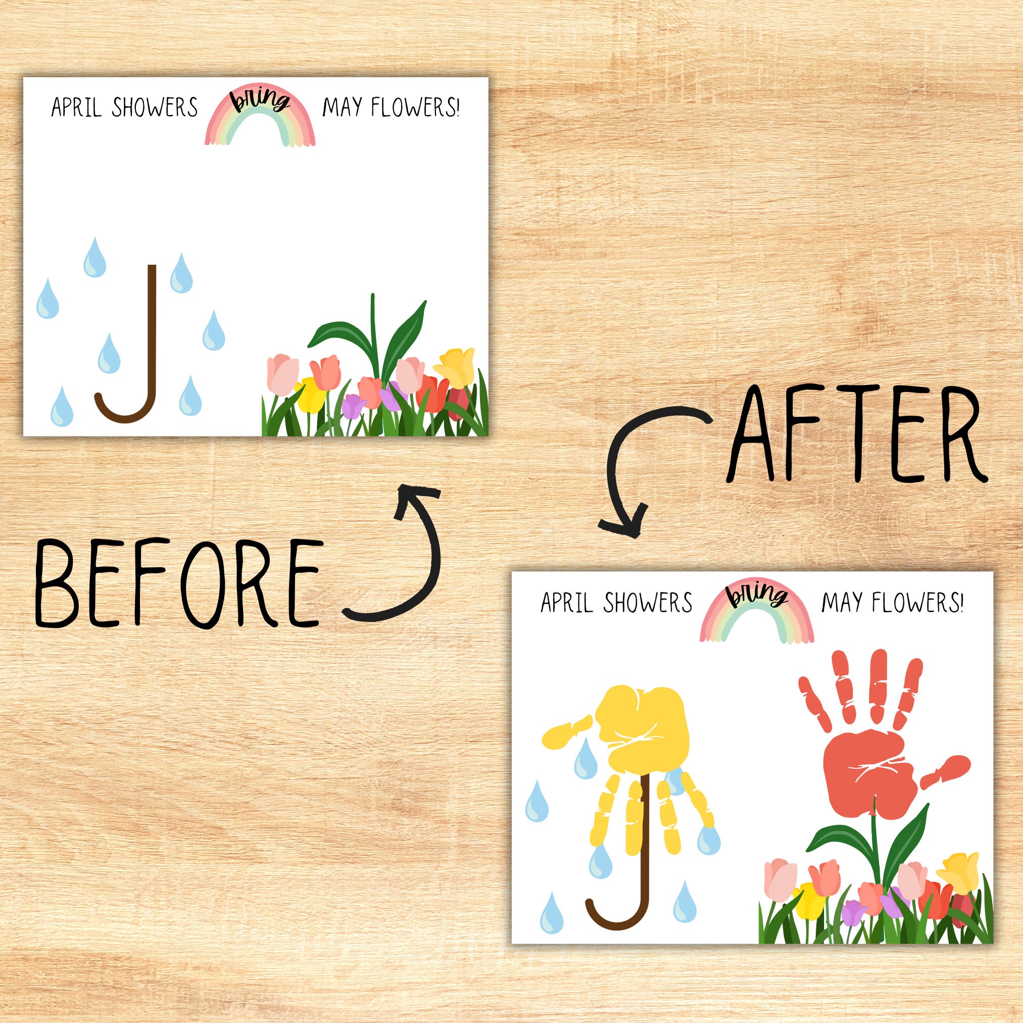 Hello Spring Craft | April Showers Bring May Flowers Handprint Art ...