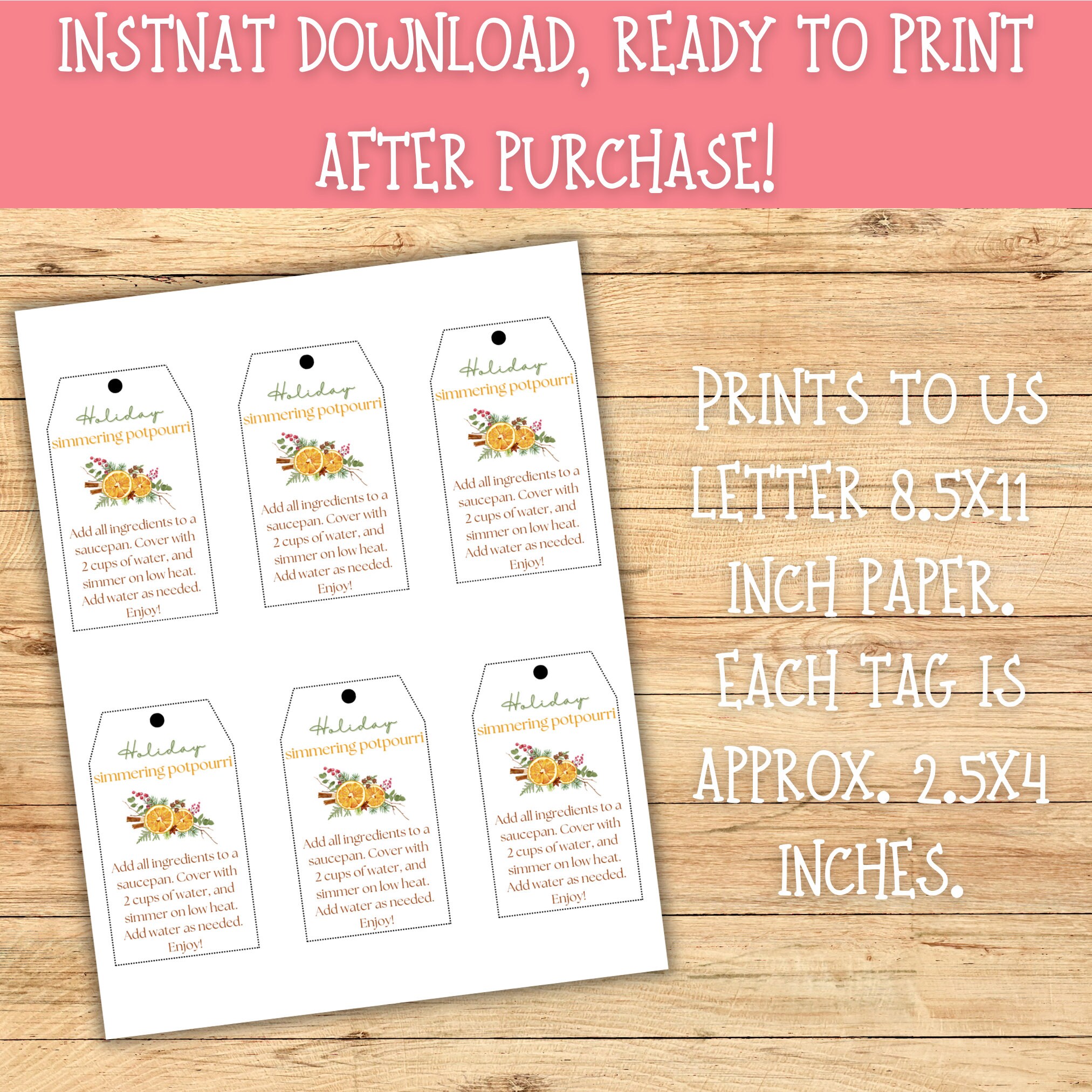 Holiday Potpourri | Christmas Gift Tags Printable | Christmas Stovetop ...