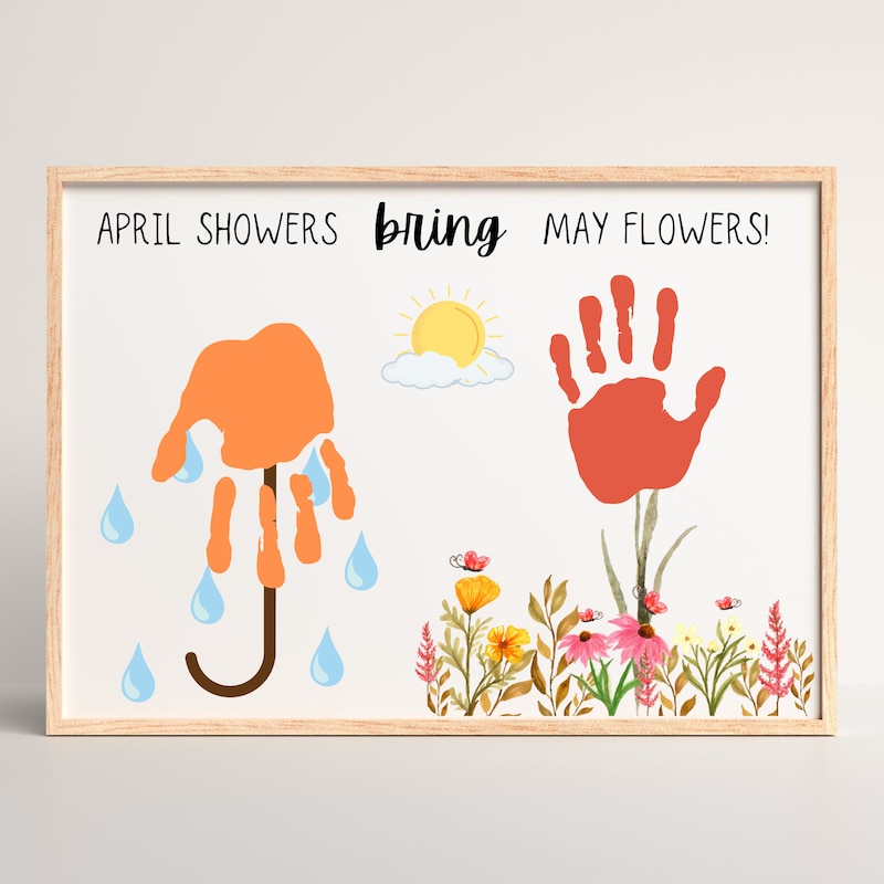 April Handprint Art - Etsy