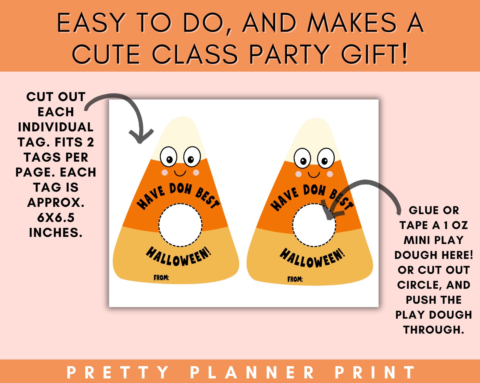 Candy Corn Halloween Playdough Tag | Halloween Gift for Kids | Play Doh ...