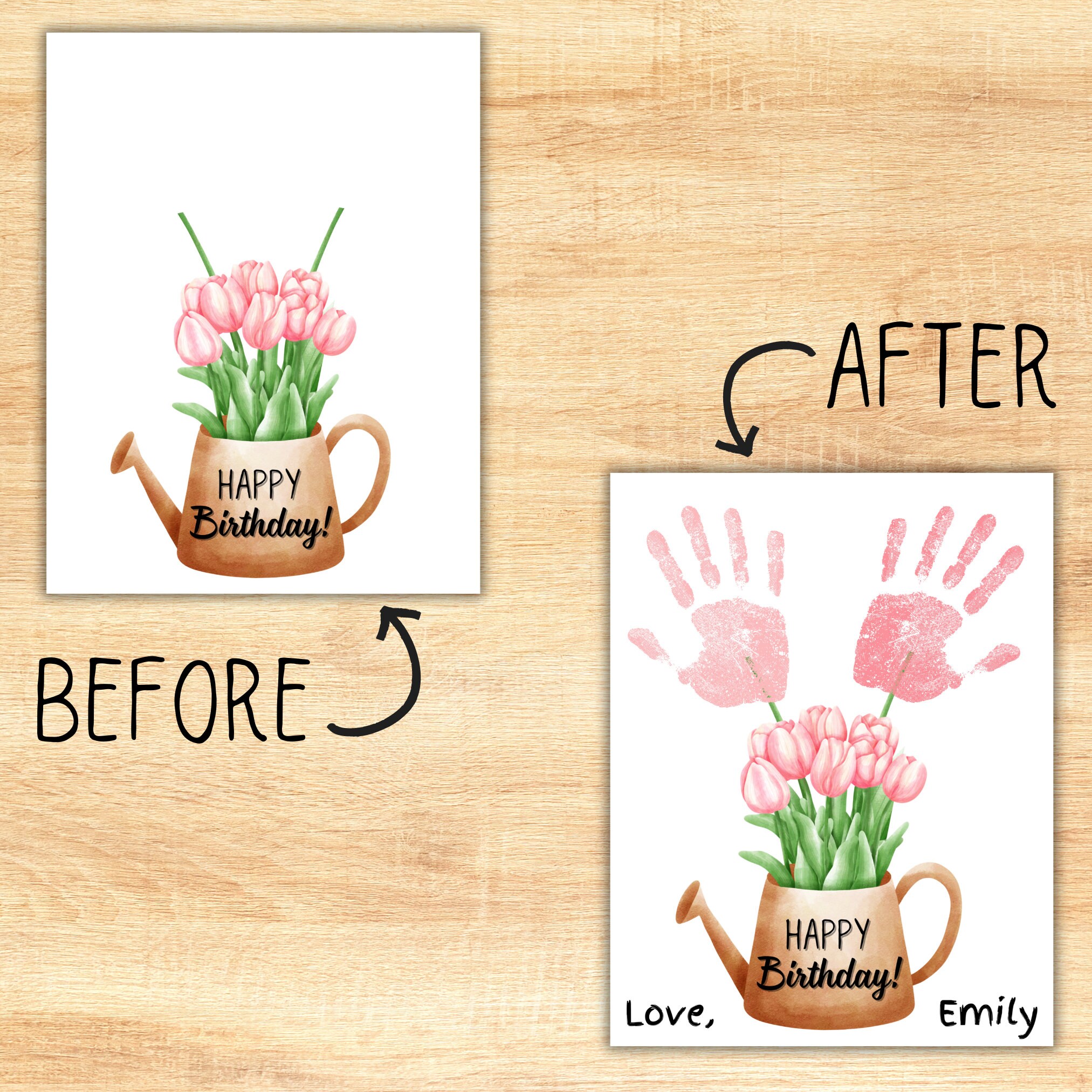 Happy Birthday Handprint Art | Baby Handprint Birthday Card | Printable ...