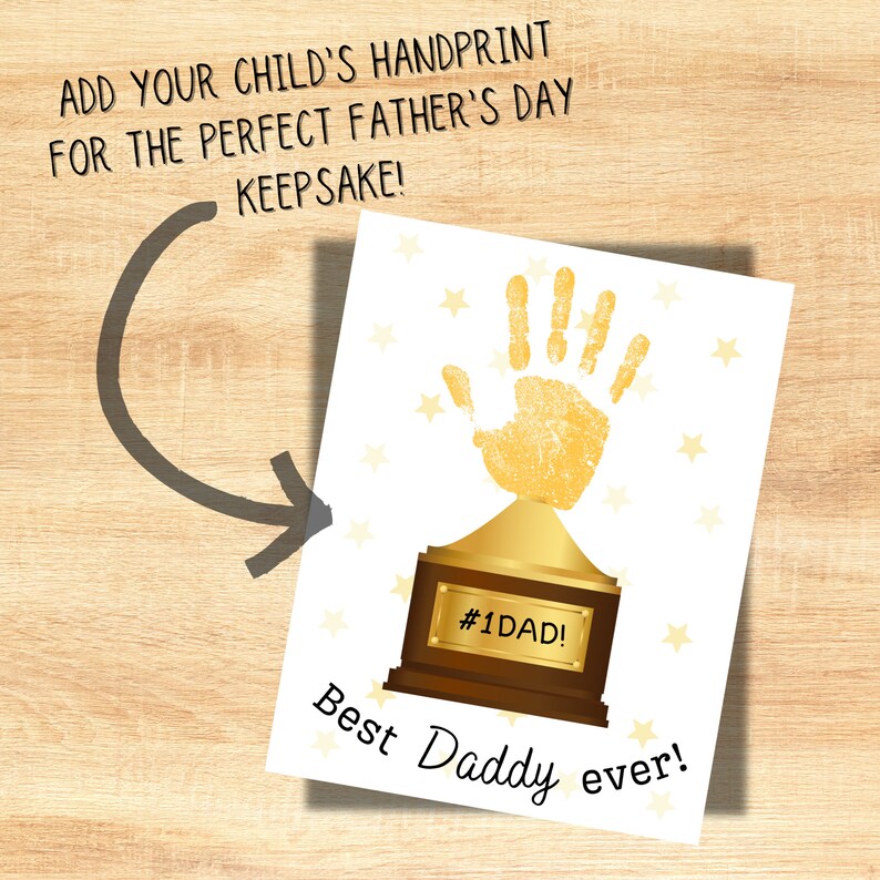 Father's Day Handprint Art | Best Dad Ever Trophy | Handprint Fathers ...
