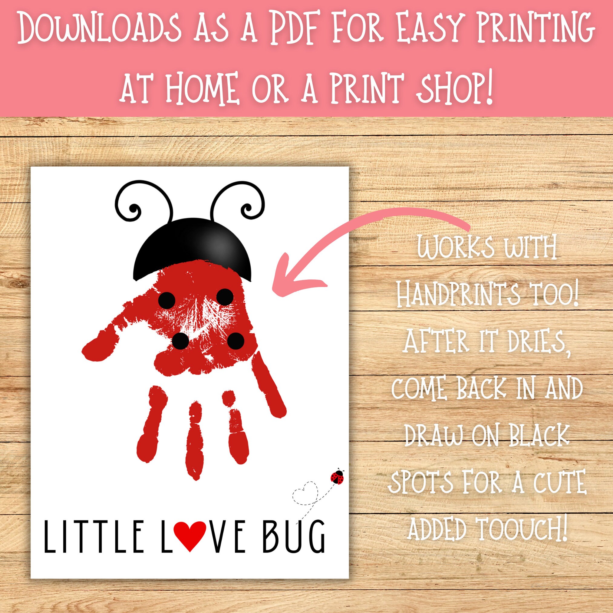 Baby Footprint Keepsake | Love Bug Valentine | Handprint Gift ...