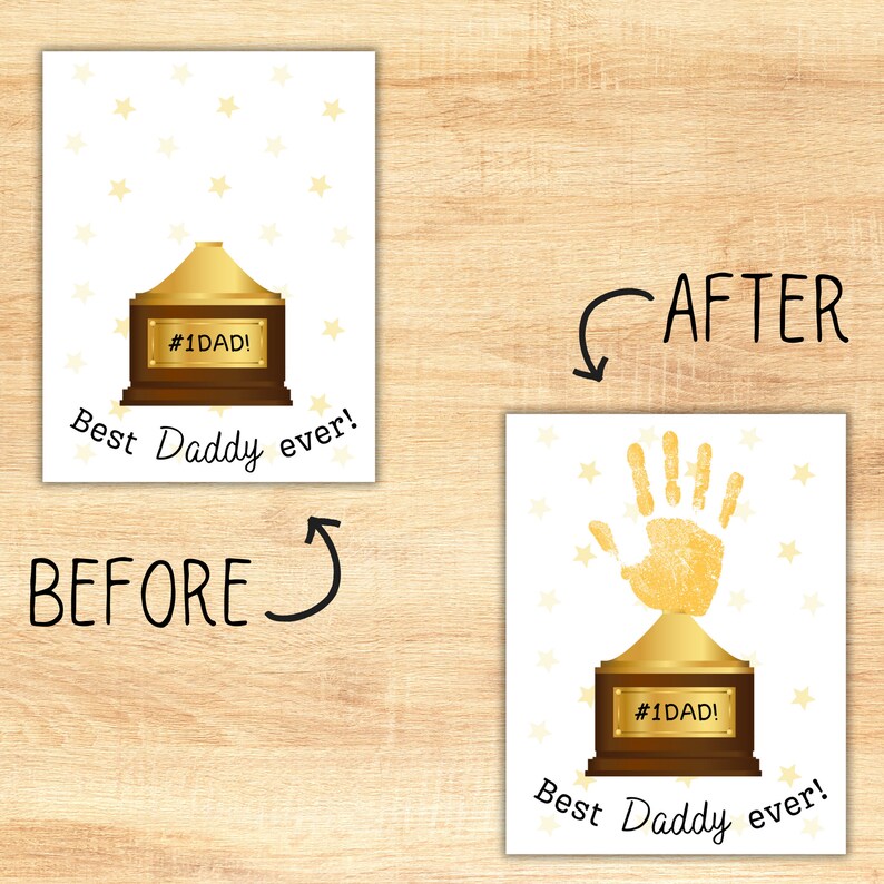 Father's Day Handprint Art | Best Dad Ever Trophy | Handprint Fathers ...