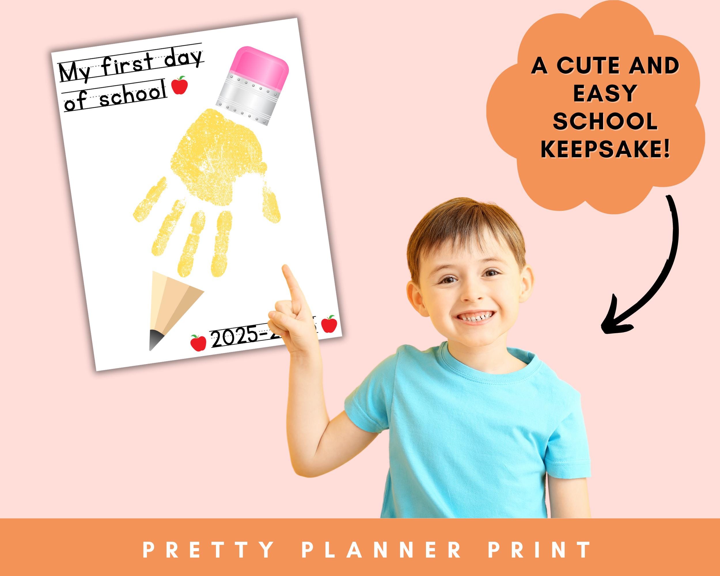 1st Day of School Sign Handprint Art | First Day of School Sign ...