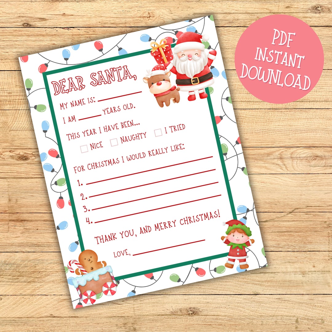 Letter to Santa | Santa Claus Letter | Christmas Wish List | Santa Wish ...