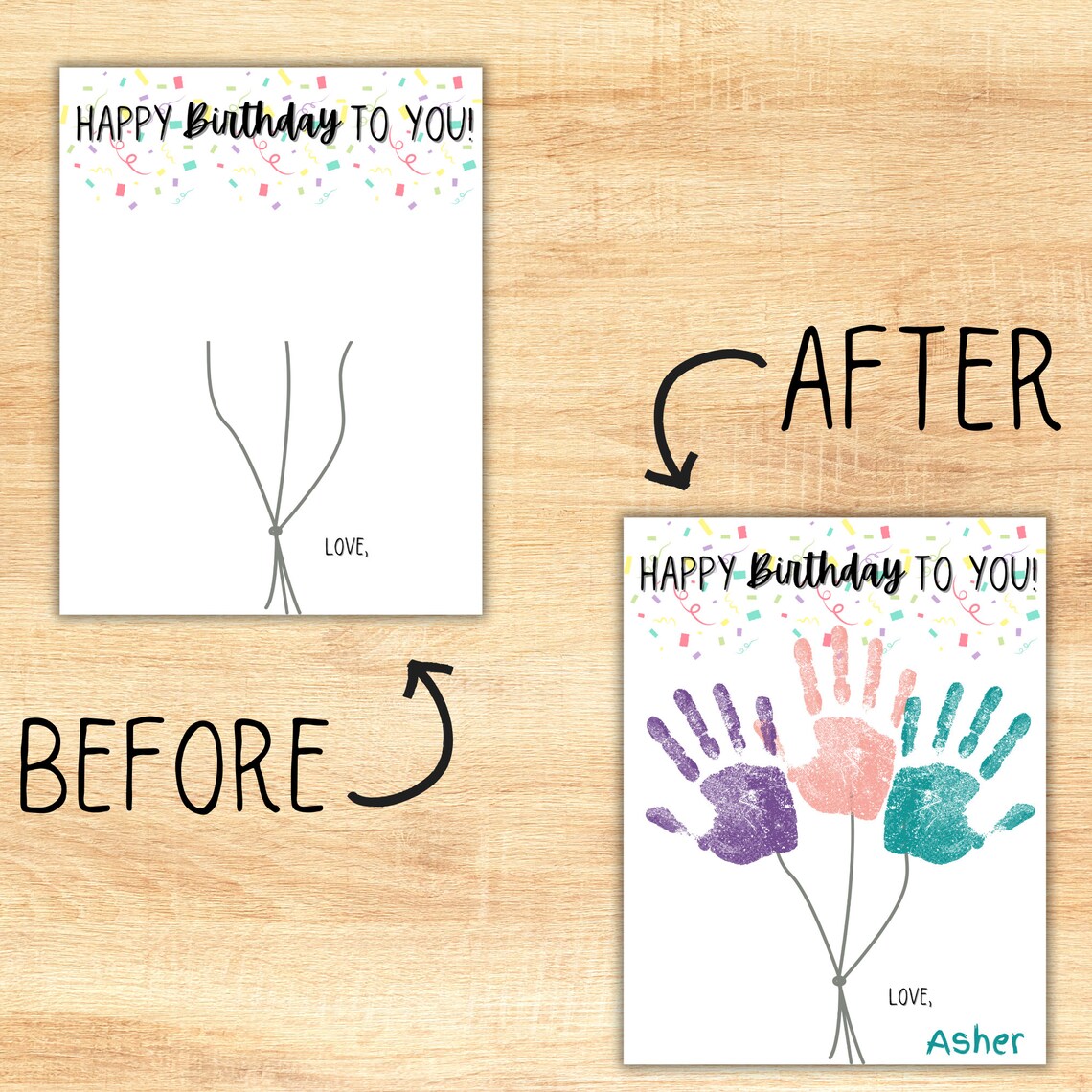 Happy Birthday Handprint Art | Custom Birthday Gift | Handprint ...