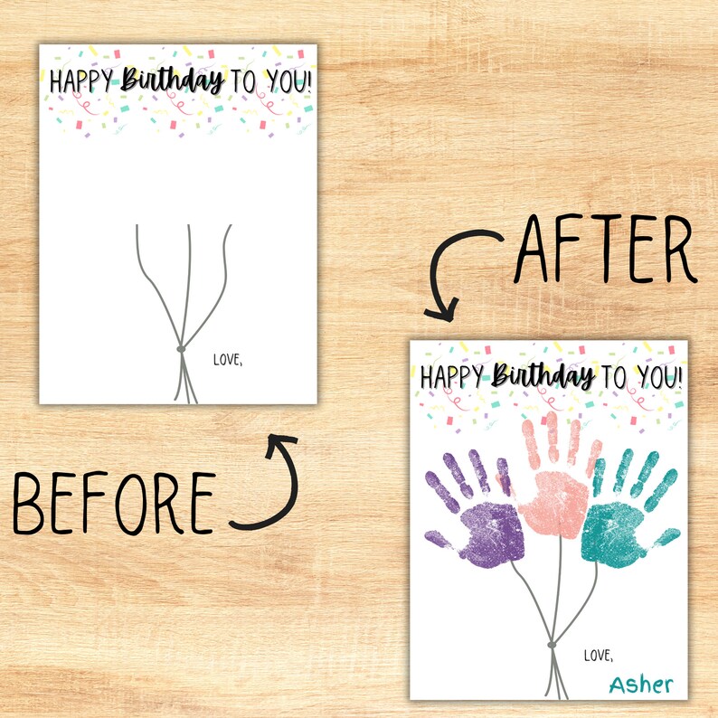 Happy Birthday Handprint Art | Custom Birthday Gift | Handprint ...