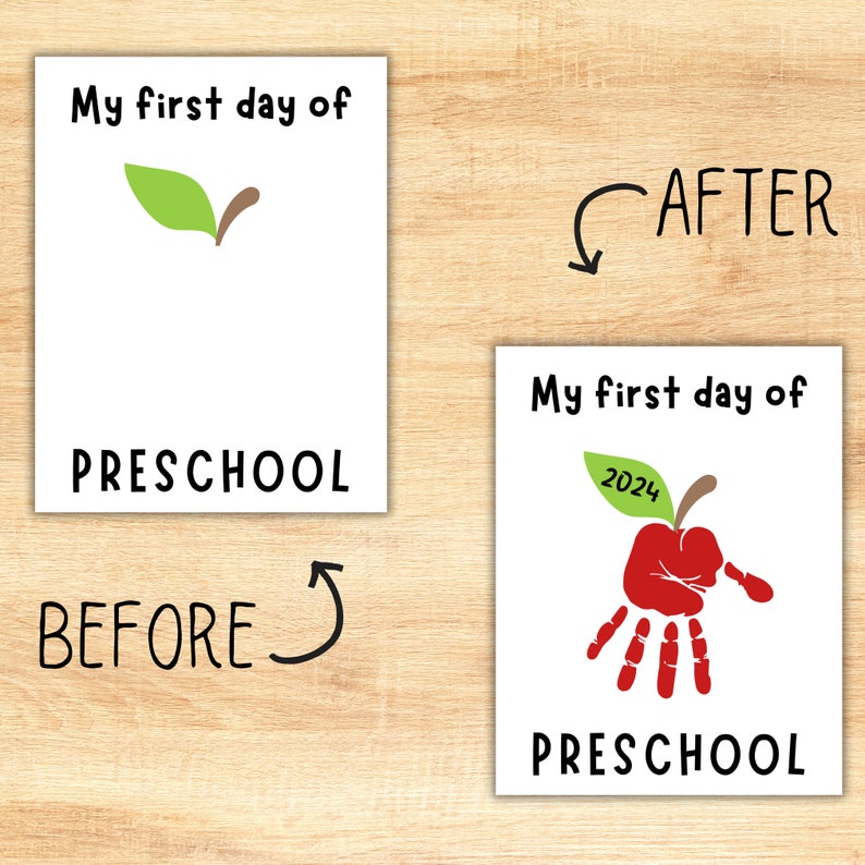 First Day of School Handprint Art | Apple Handprint Preschool Sign ...
