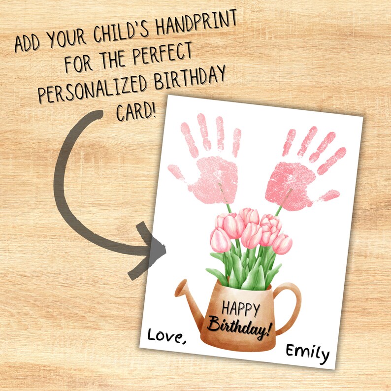 Happy Birthday Handprint Art | Baby Handprint Birthday Card | Printable ...