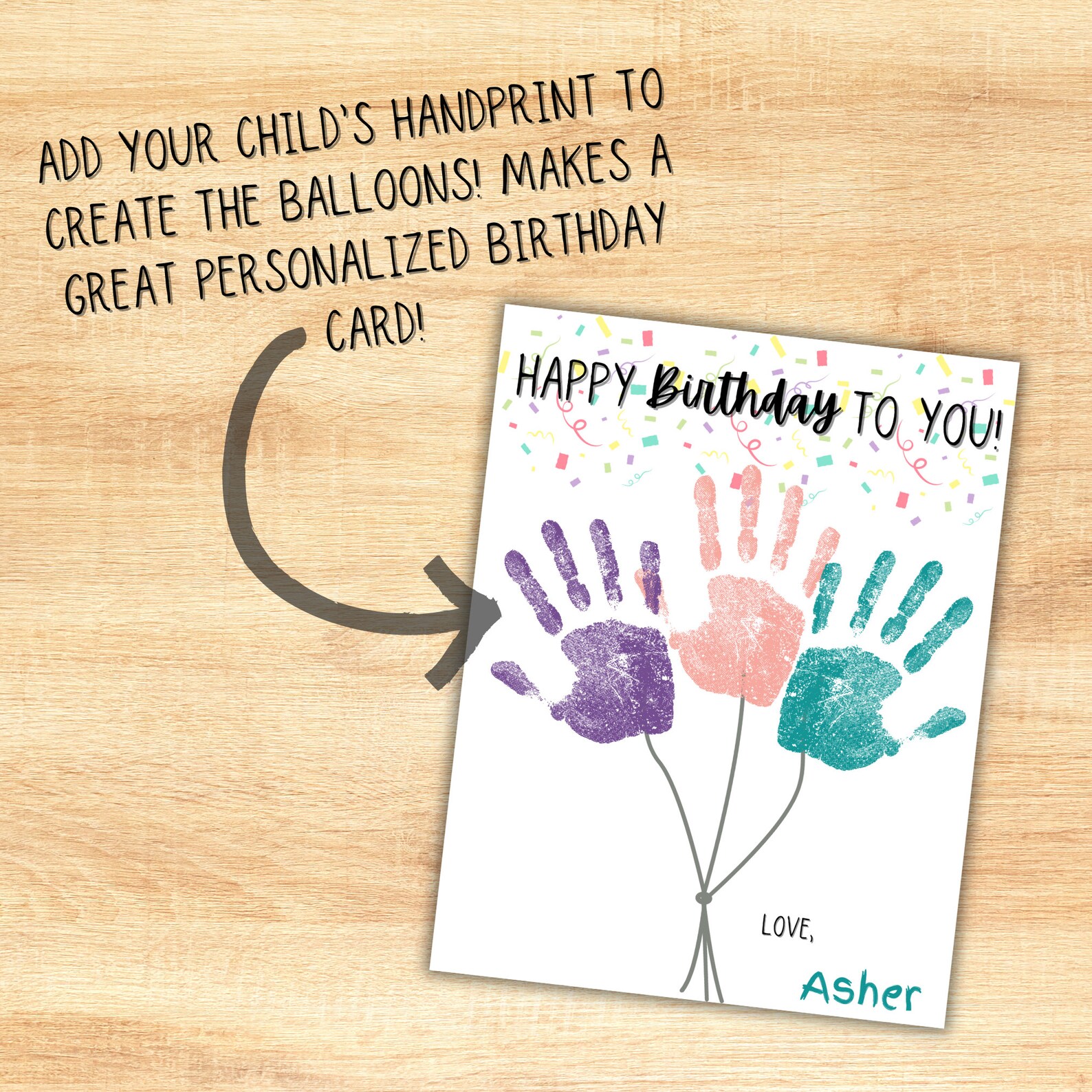 Happy Birthday Handprint Art | Custom Birthday Gift | Handprint ...