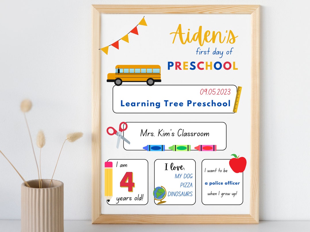 Kindergarten Sign Back to School Sign Printable Preschool Sign Back to ...