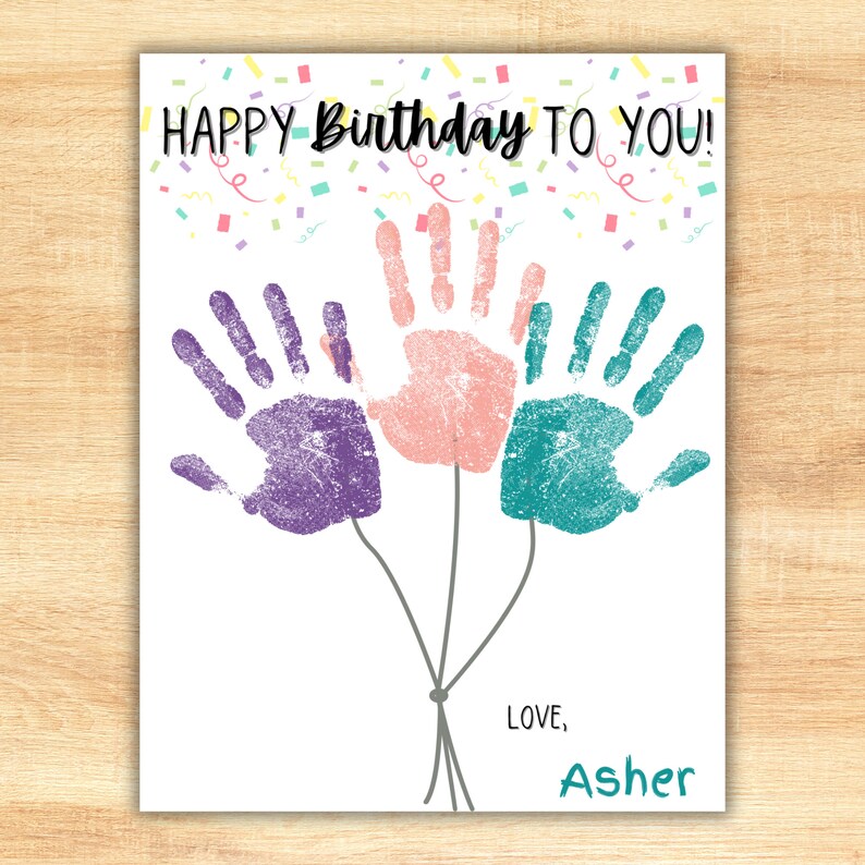 Happy Birthday Handprint Art | Custom Birthday Gift | Handprint ...